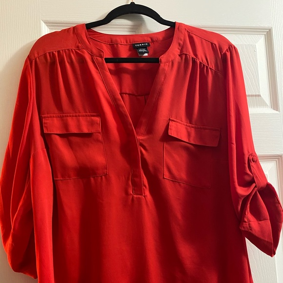torrid | Tops | Torrid Red Chiffon Blouse | Poshmark